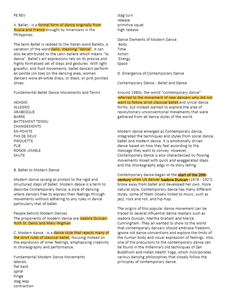 Pe-Reviewer G12 | PDF | Dances | Ballet