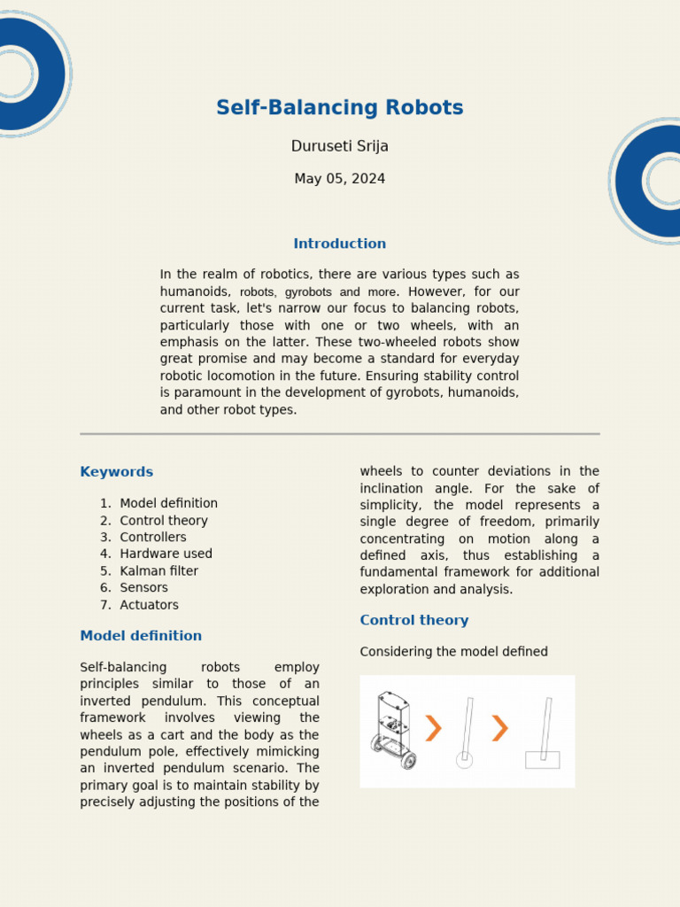 Self Balancing Robots | PDF | Robotics | Actuator