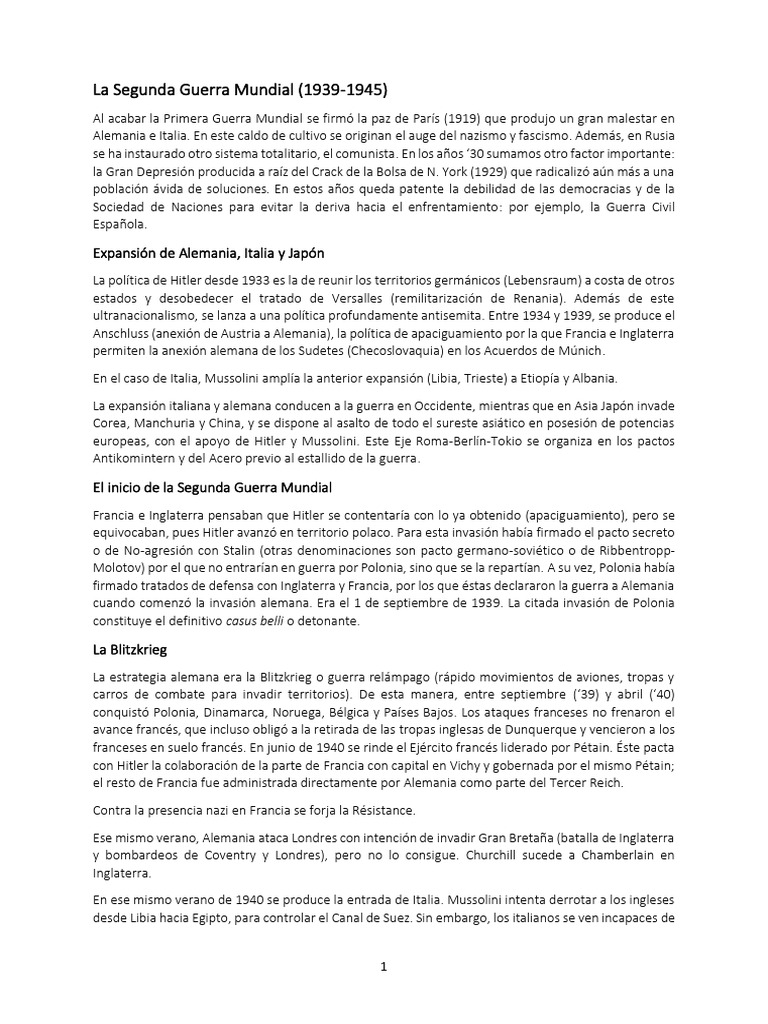 La Segunda Guerra Mundial | PDF | Alemania nazi | Aliados de la Segunda ...