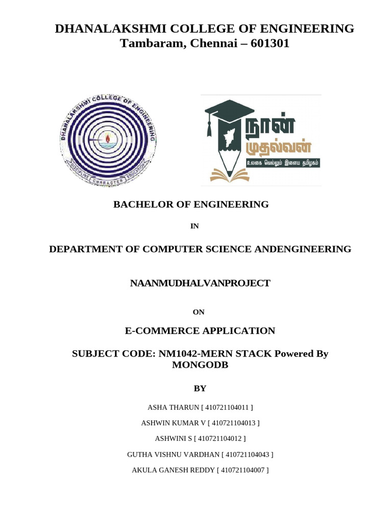 Naan Mudhalvan E-Commerce Project | PDF | E Commerce | Online Shopping
