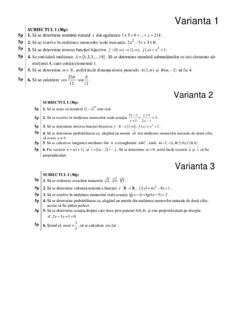 Variante Bac 2009 Sub.1 | PDF