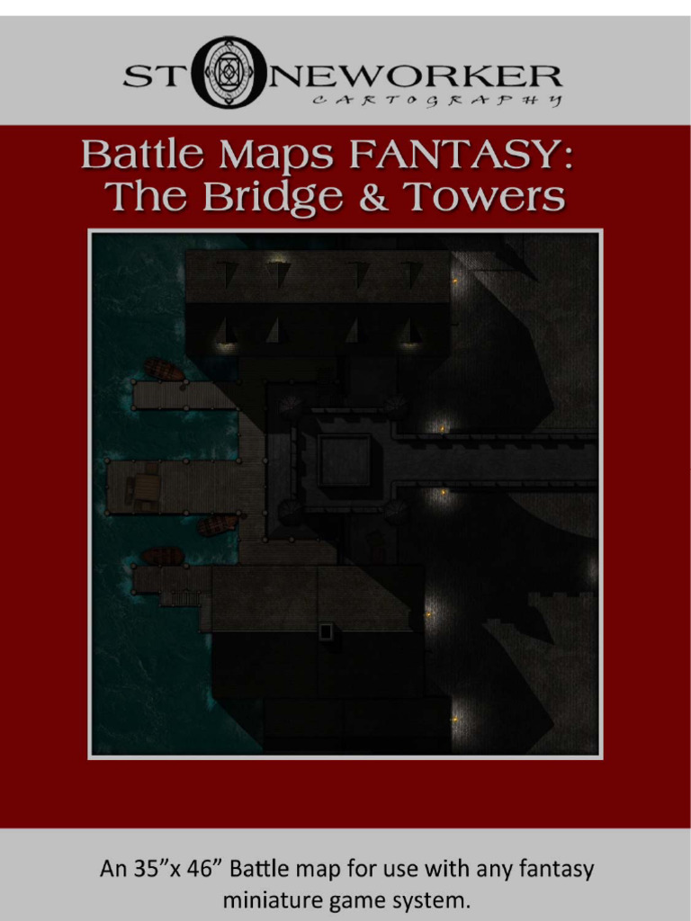 Battlemaps FANTASY Bridge Towers BW HEX 01 | PDF | Map