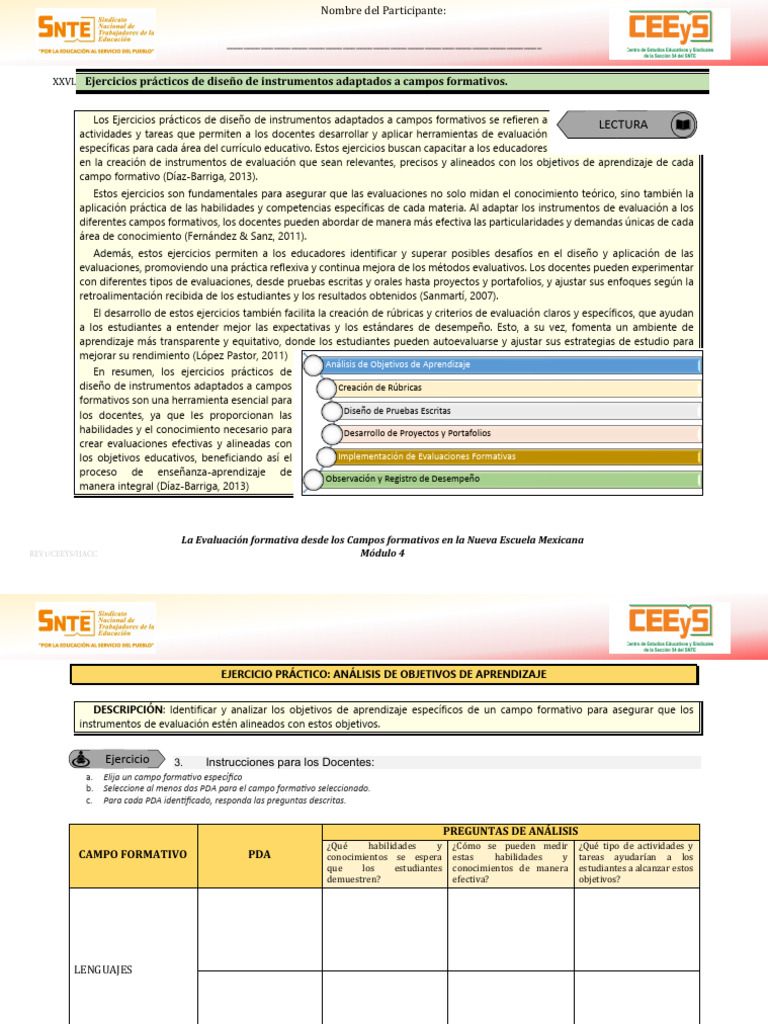 FICHA XXVI - 1 Ejercicios Praì Cticos de Disenì o de Instrumentos Adaptados A Campos Formativos ...