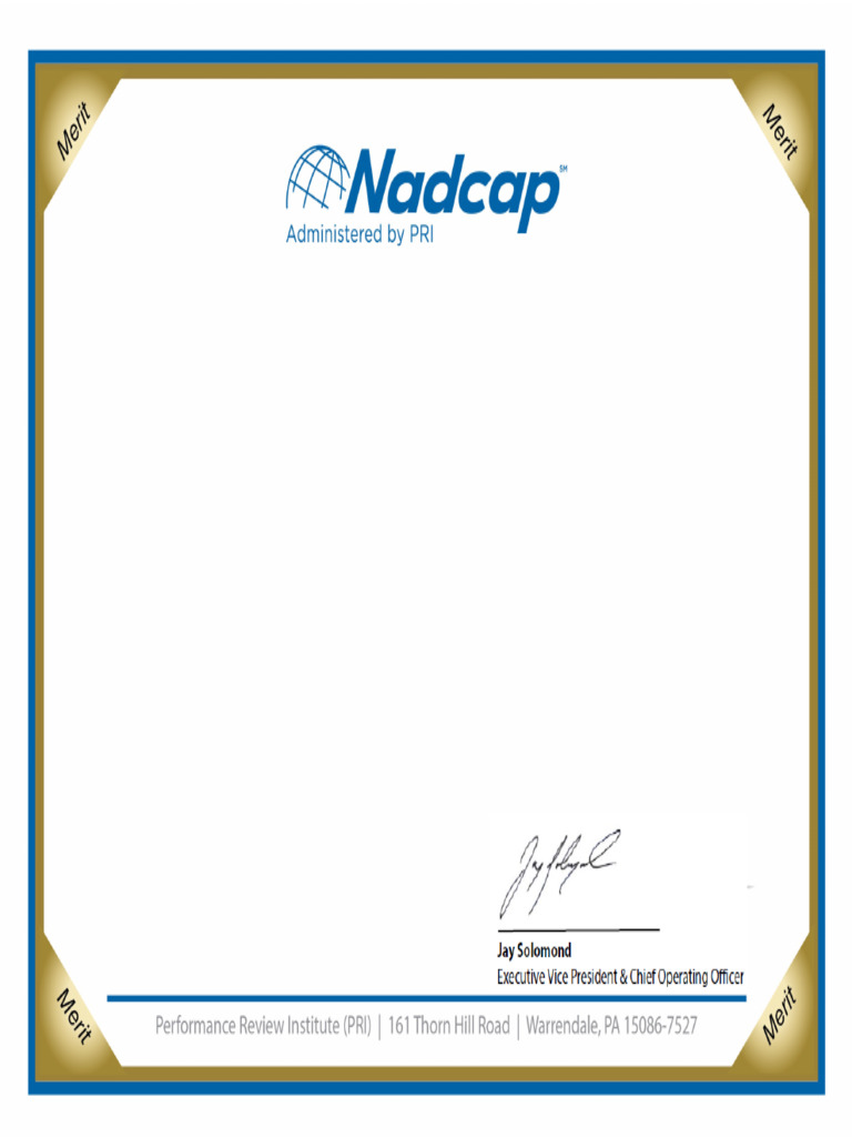 Nadcap Certification for TiFast SrL | PDF