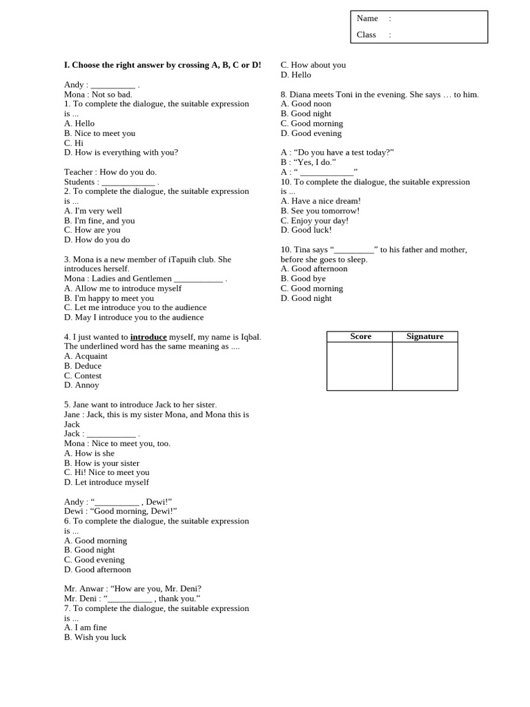 Dialogue Completion Exercises | PDF