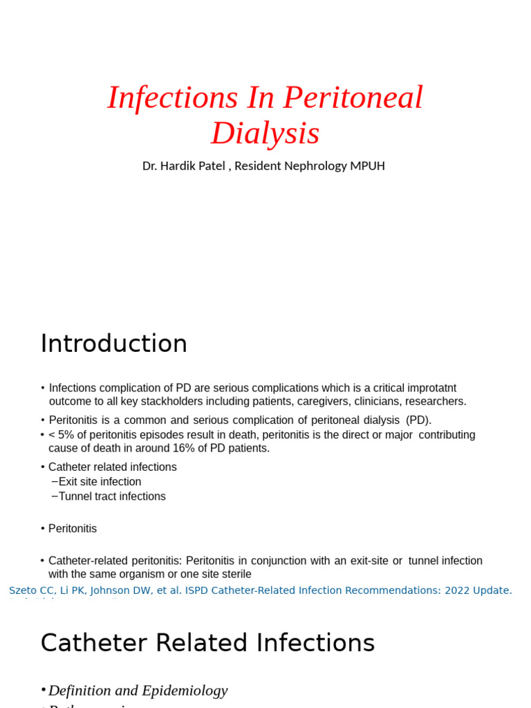 Infections in Peritoneal Dialysis: 2022 Guidelines | PDF | Hemodialysis ...
