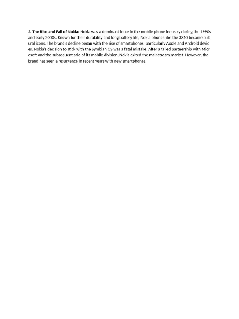 Nokia's Journey: Rise, Fall, Resurgence | PDF