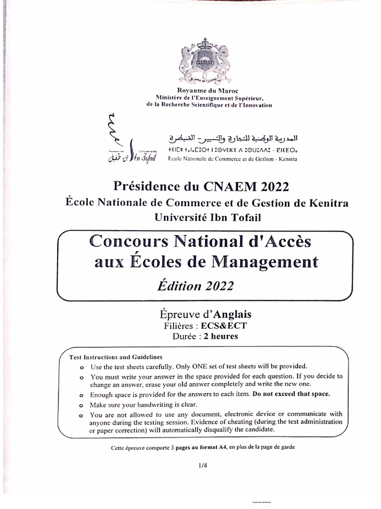 CNAEM Anglais 2022 | PDF