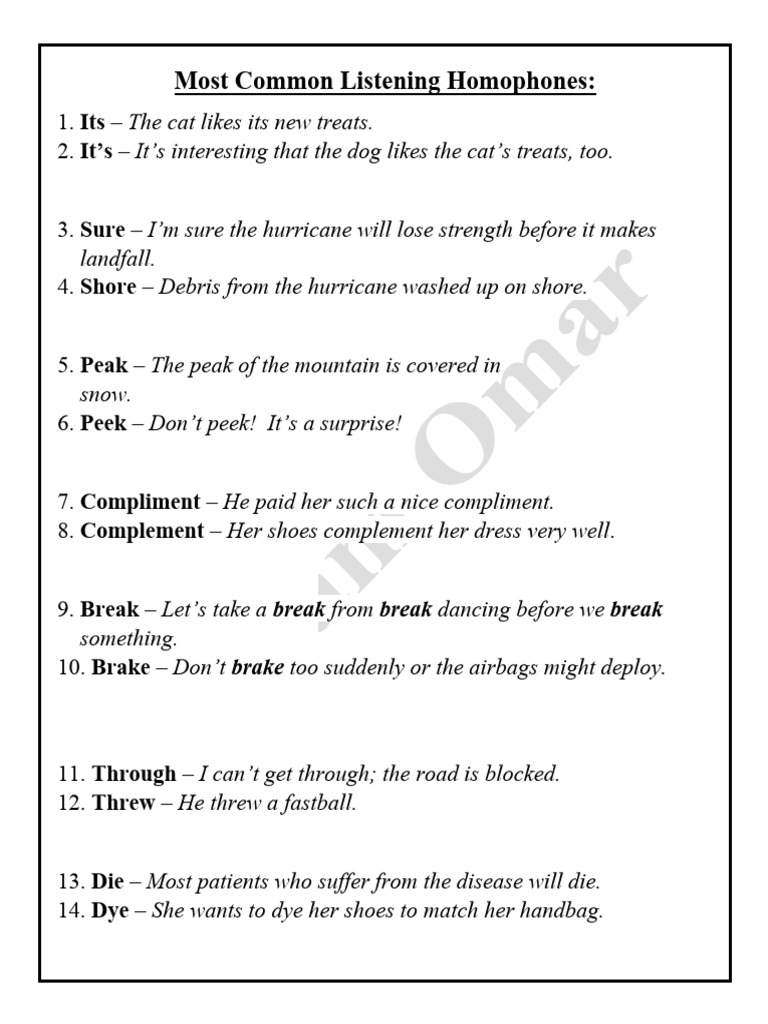 14 - 47 - 25 - 29 - 11 - 2024 - Homophones and Listening Mistakes | PDF