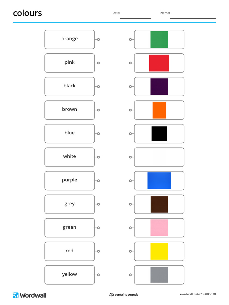 Colours Match Up Line Drawing | PDF
