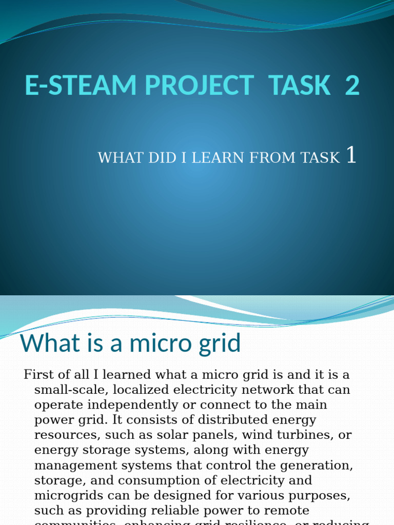 E-Steam Project Task 2 | PDF | Distributed Generation | Electricity Generation