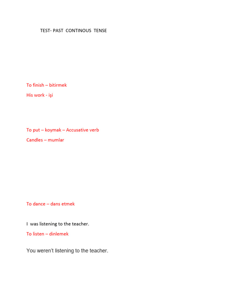 Past Continous Tense | PDF