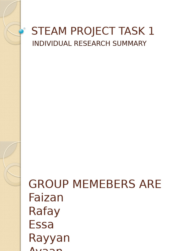 Steam Project Task 1 | PDF