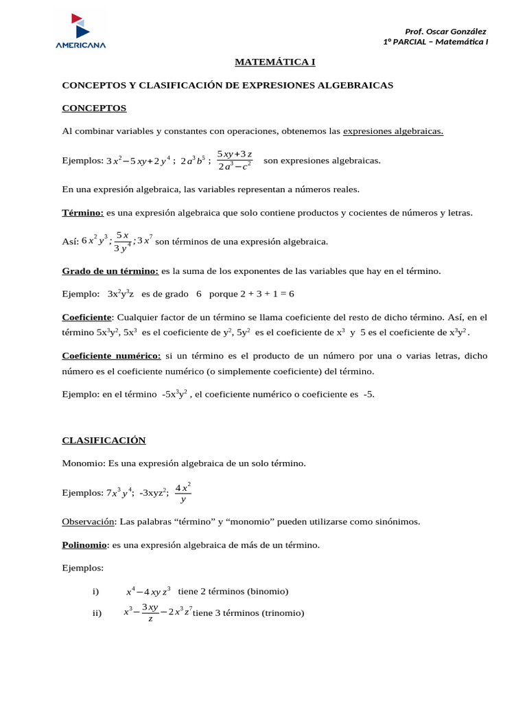 Conceptos Básicos de Álgebra | PDF | Sustracción | Números