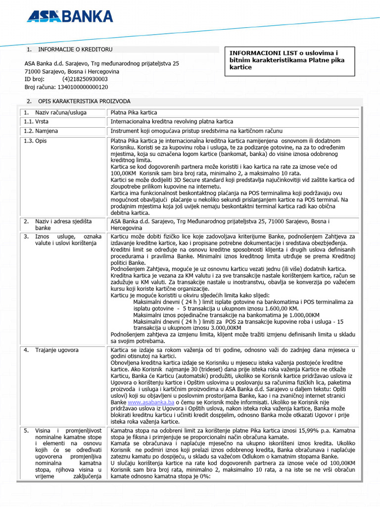 Pika Kartica Informacije | PDF