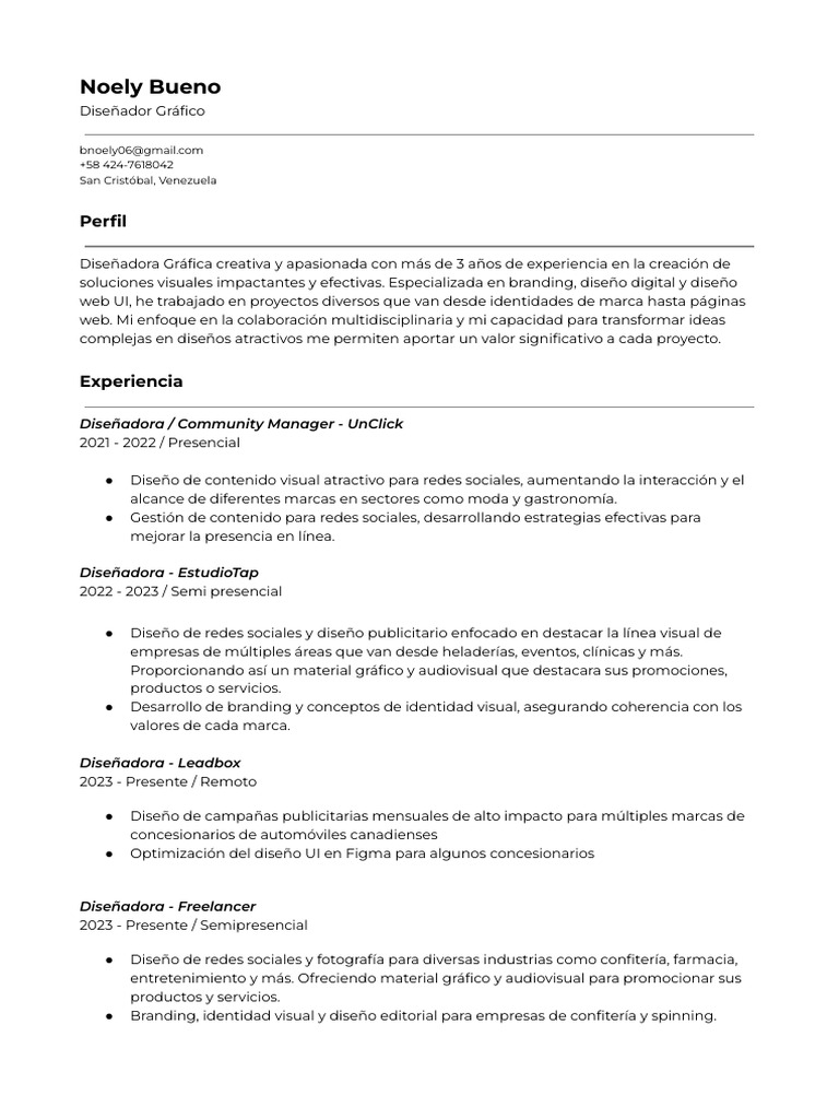 CV Noely Bueno 2024 | PDF