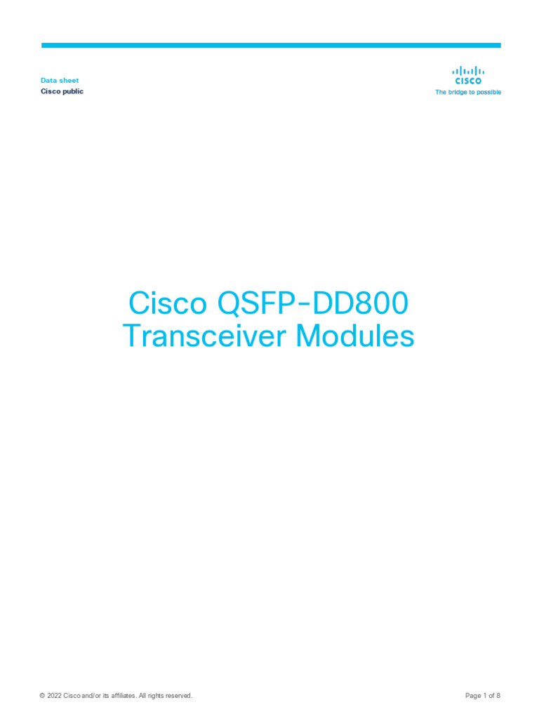 Cisco QSFP-DD800 Modules Guide | PDF | Information And Communications Technology | Computer ...