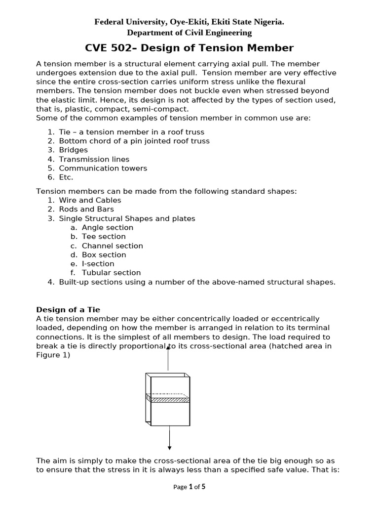 Tension Member - Tie Design | PDF | Truss | Stress (Mechanics)