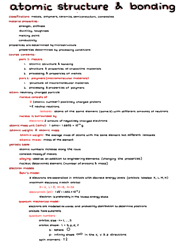 Structure and Properties of Materials Lecture 1-4 | PDF | Chemical Bond | Crystal Structure