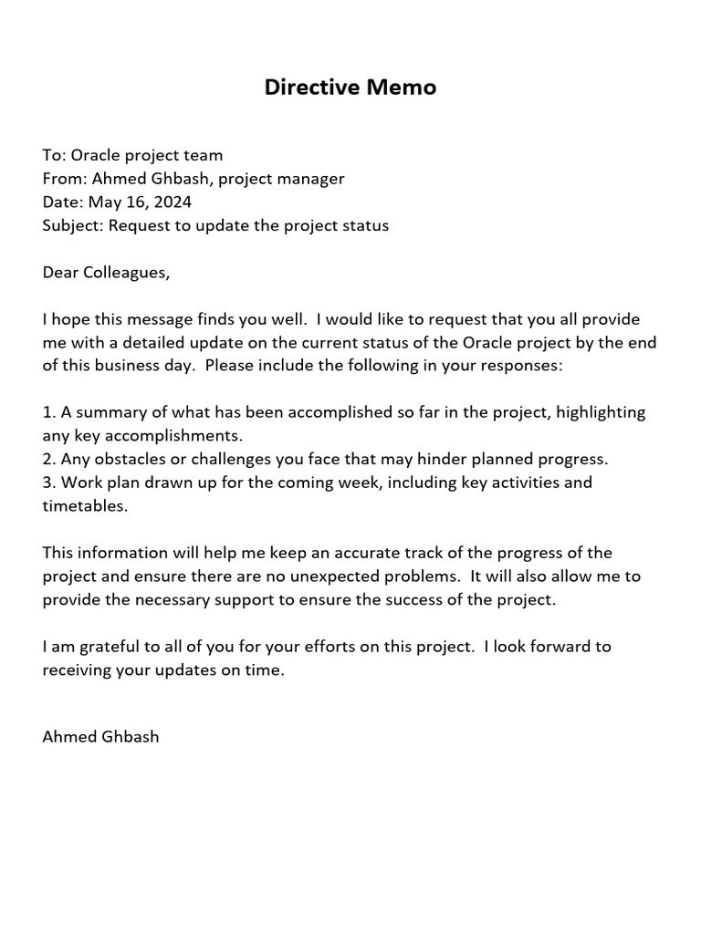 Directive Memo | PDF