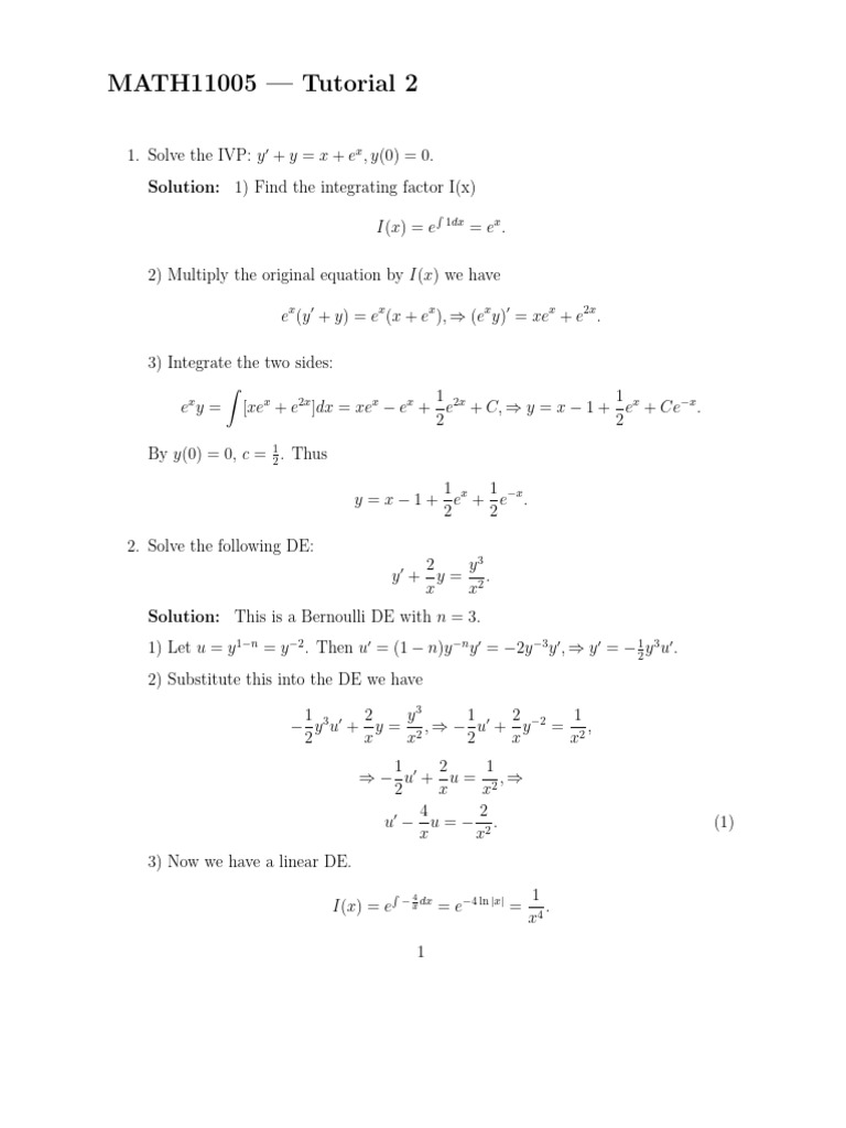 1005 Tut2 | PDF | Equations | Mathematical Objects