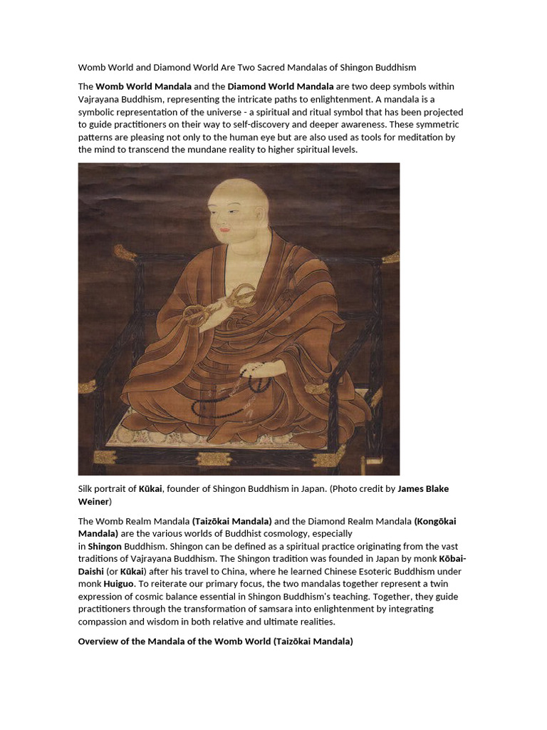 Womb World and Diamond World Are Two Sacred Mandalas of Shingon ...