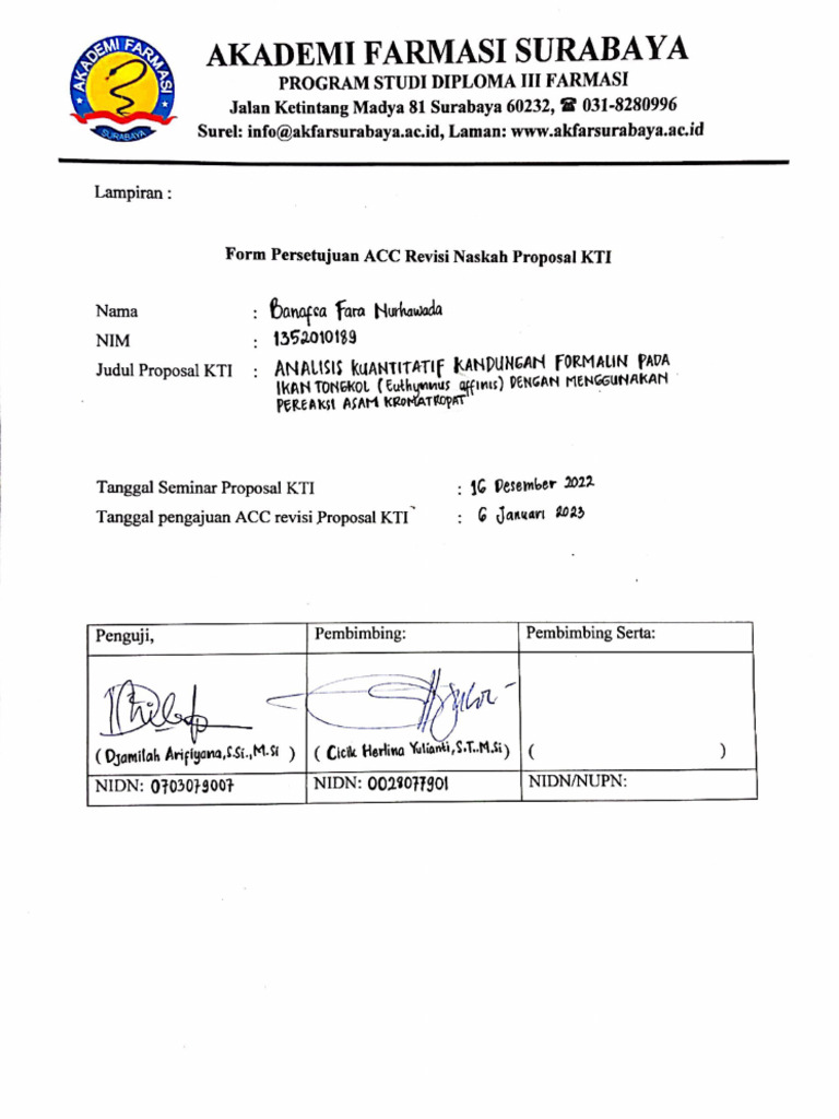 Berkas Revisi Naskah Proposal Kti | PDF