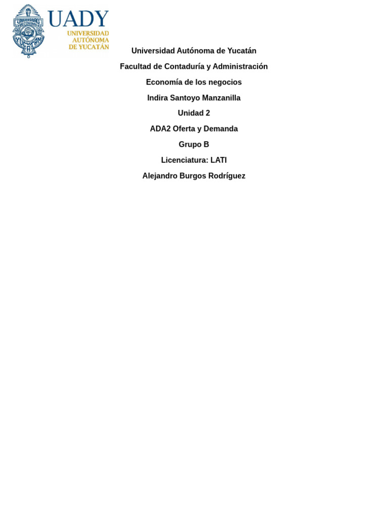 ADA2 - Oferta y Demanda | PDF