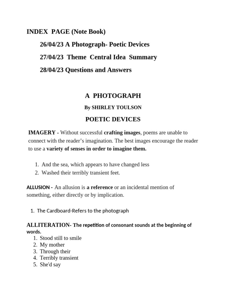 G 11 A Photograph Student | PDF | Adjective | Poetry