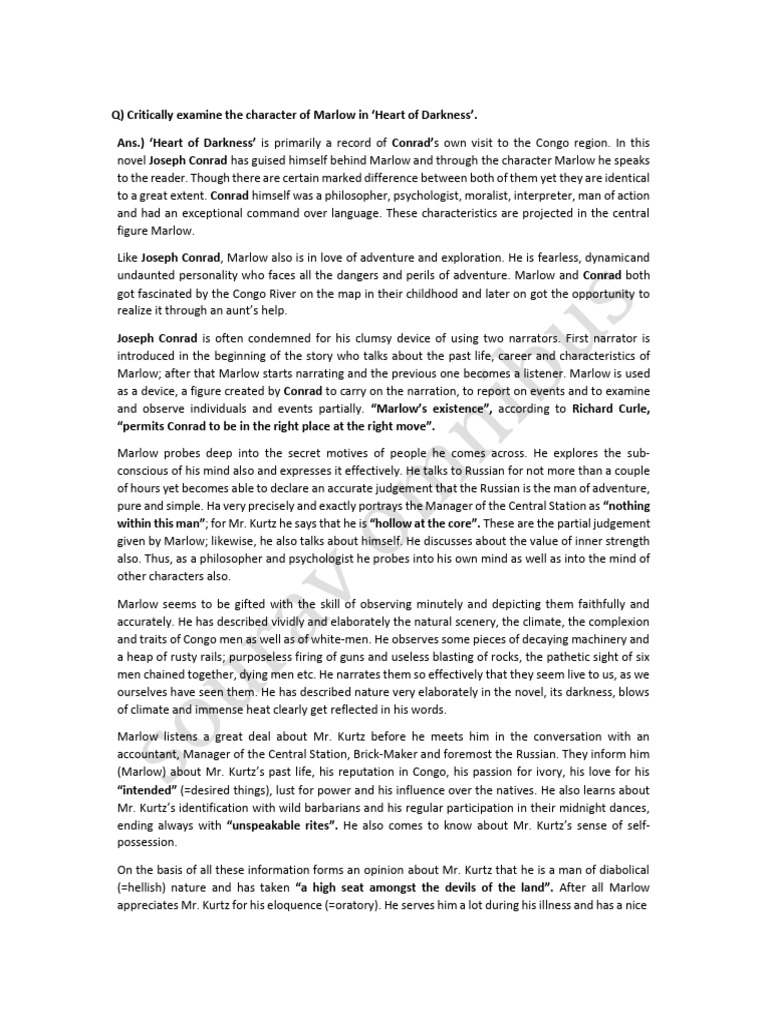 Heart of Darkness .1. Marlow | PDF | Heart Of Darkness | Joseph Conrad
