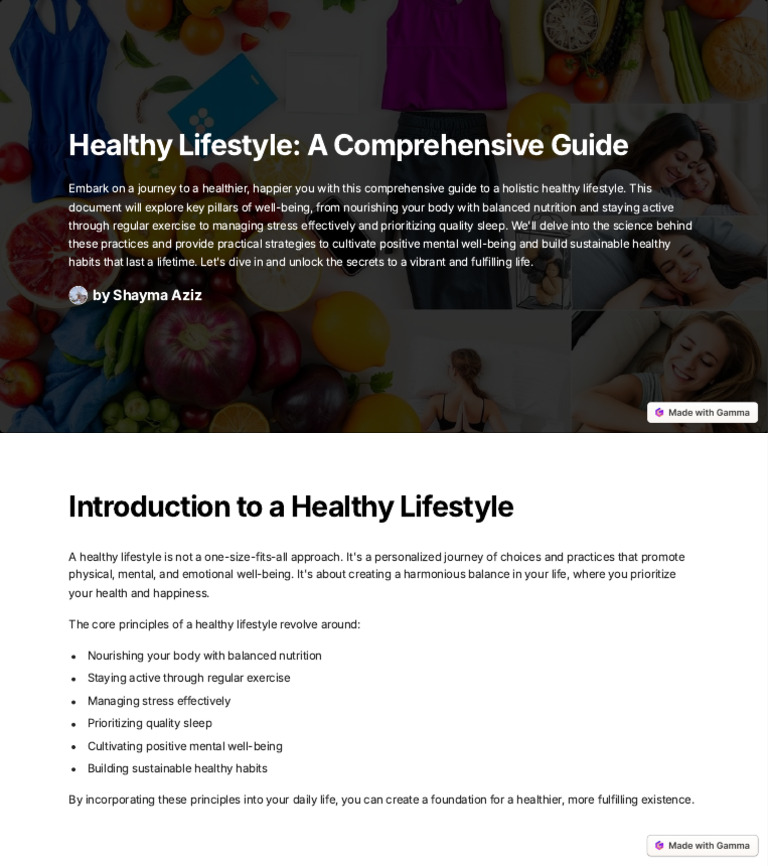 Healthy Lifestyle A Comprehensive Guide | PDF