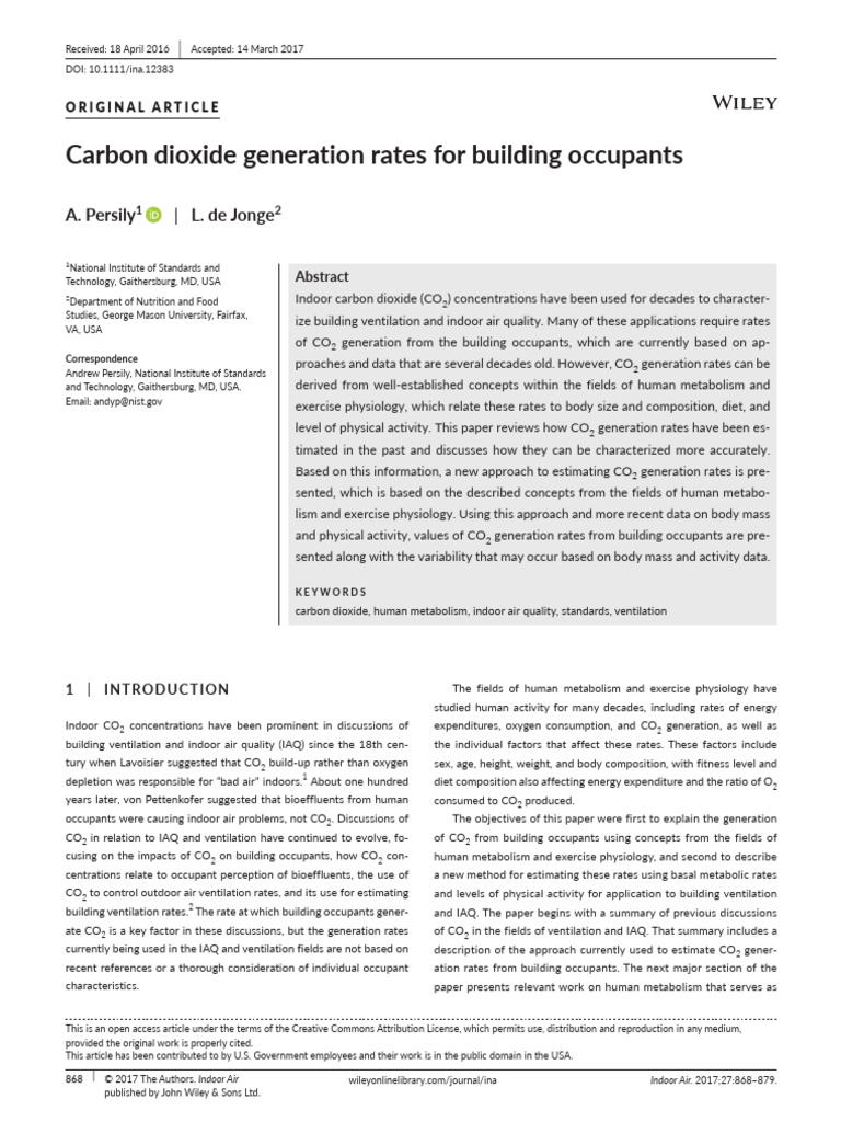 Persily Et Al-2017-Indoor Air PDF | PDF | Ventilation (Architecture ...