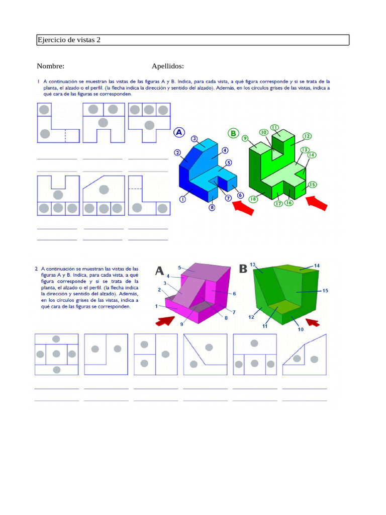 Ejercicio Identificar Vistas Piezas | PDF