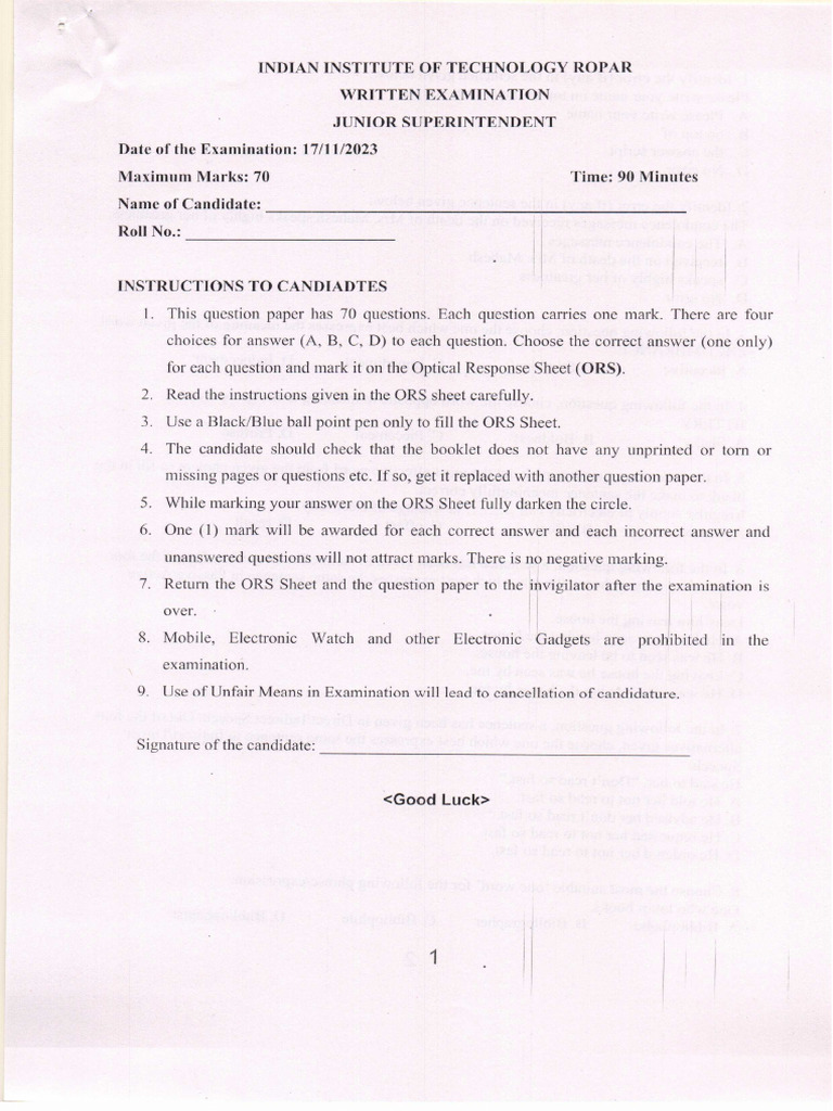 Junior Superintendent | PDF