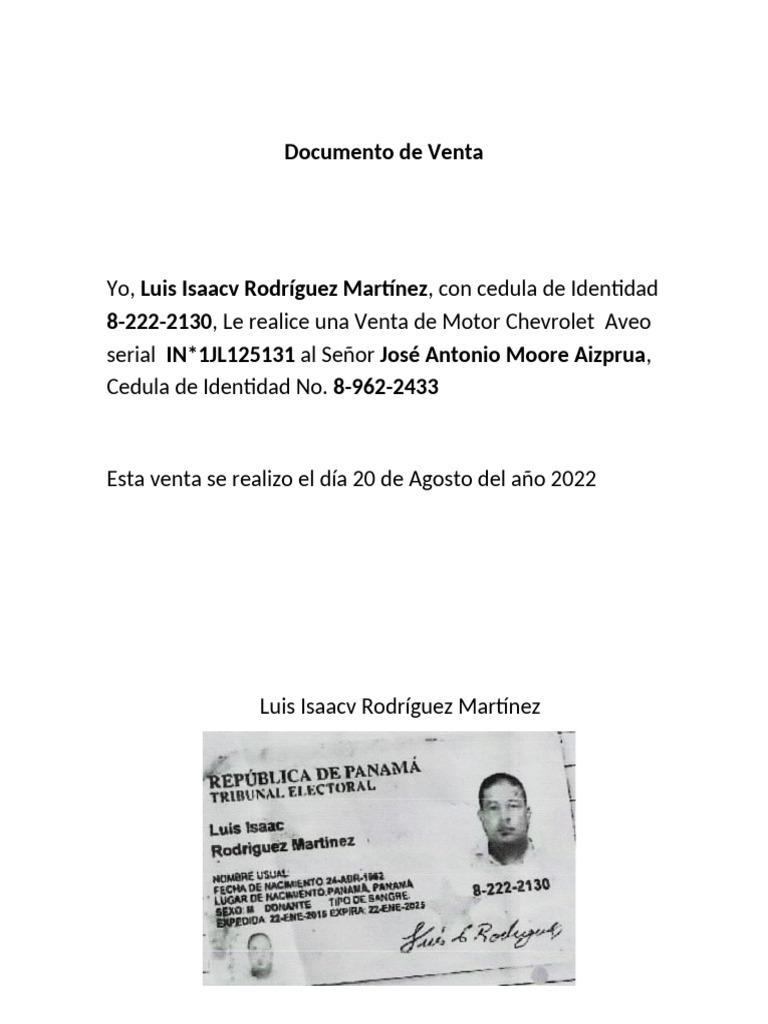 Documento de Venta Motor | PDF