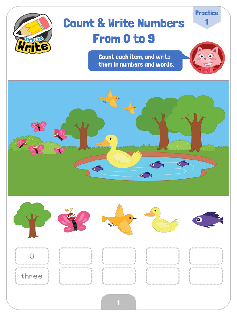 Count & Write Numbers 0-9 Practice | PDF