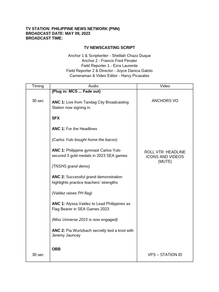 TV BROAD SCRIPT ENGLISH 3 May 9 | PDF