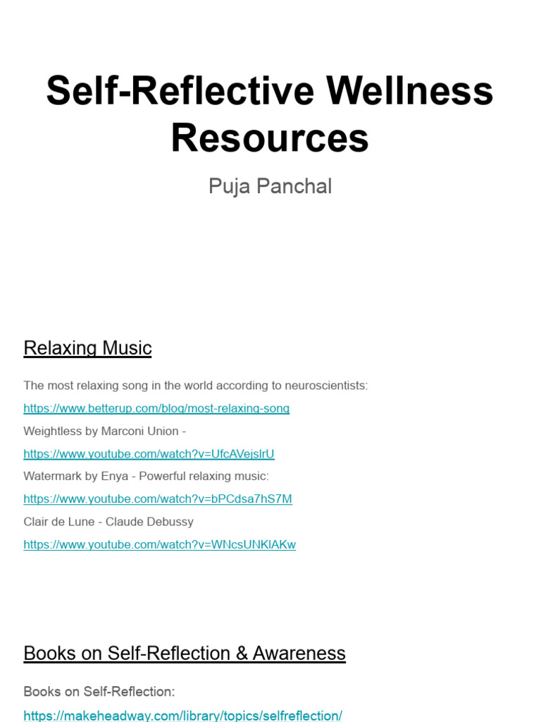 Self-Reflective Wellness Resources | PDF