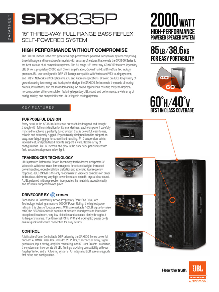 SRX835P Datasheet | PDF | Loudspeaker | Electrical Engineering