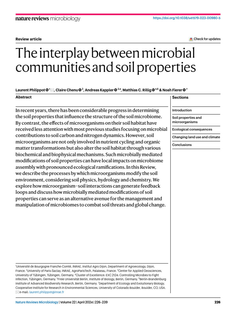 The Interplay Between Microbial Communities and Soil Properties | PDF | Soil | Microorganism