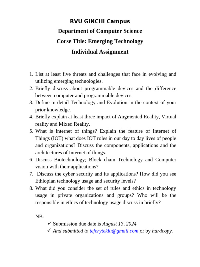 Individual Assignment Emerging Tech. | PDF
