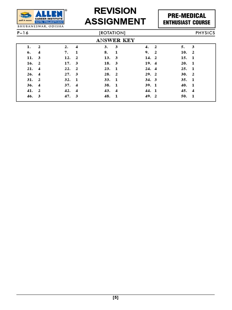 P16.Rotation Revision Assignment-27!11!2024 KEY | PDF