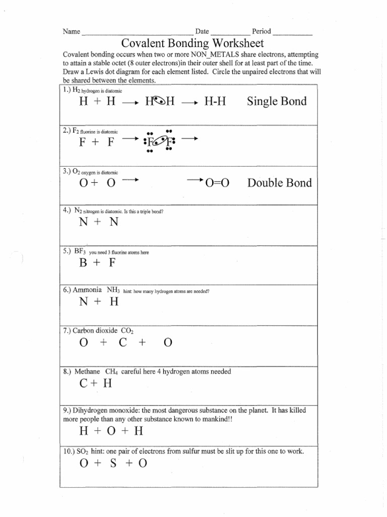 Covalent Bonding Ws | PDF