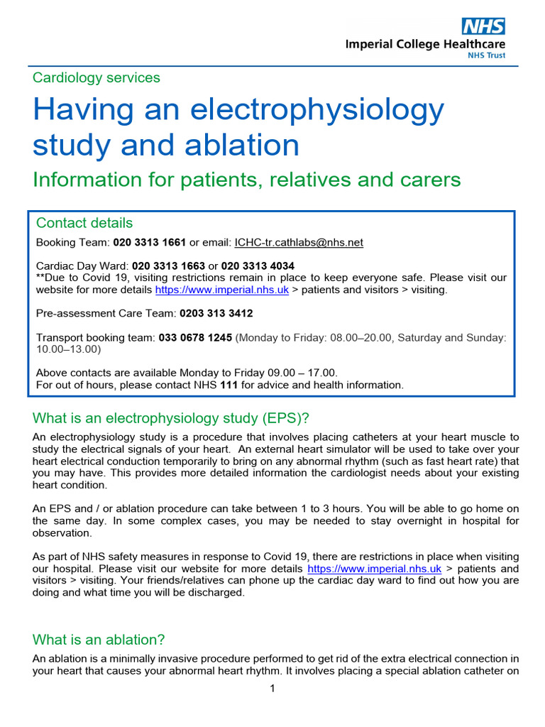 Having An Electrophysiology Study and Ablation | PDF | Heart | Cardiology