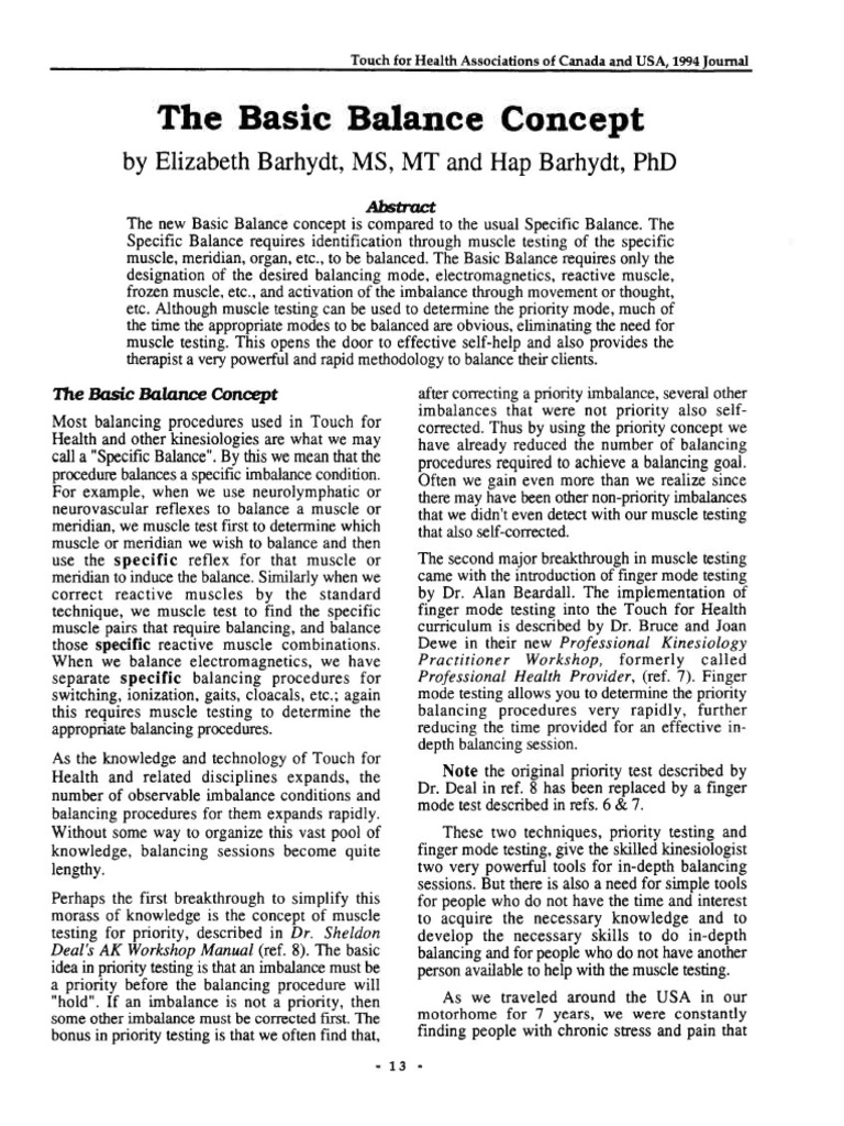 Basic Balance in Touch for Health | PDF | Hand | Massage