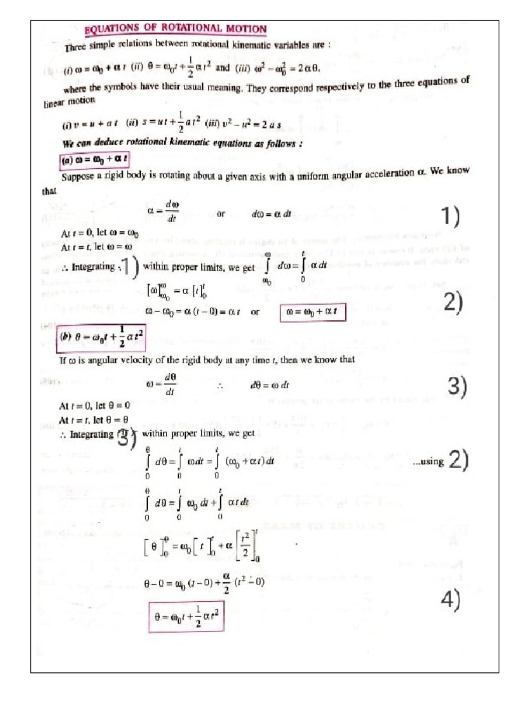 Equations of Rotational Motion | PDF
