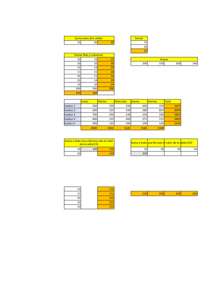 1.ejercicio Operaciones Basicas Excel ADRIANA | PDF