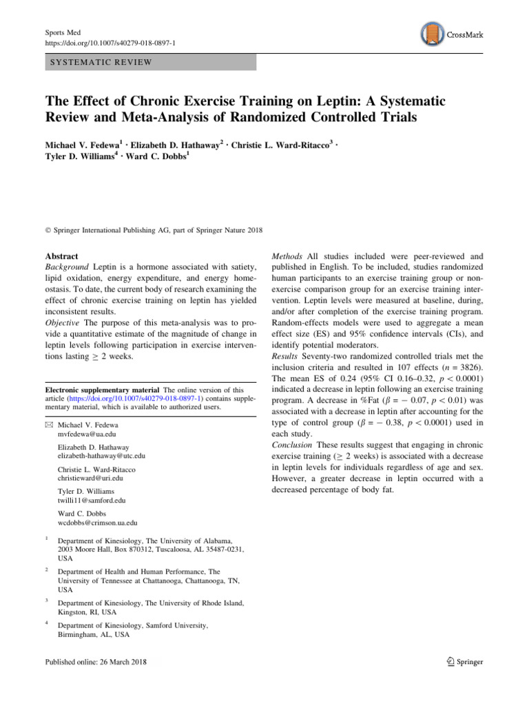 Fedewa 2018 | PDF | Leptin | Adipose Tissue