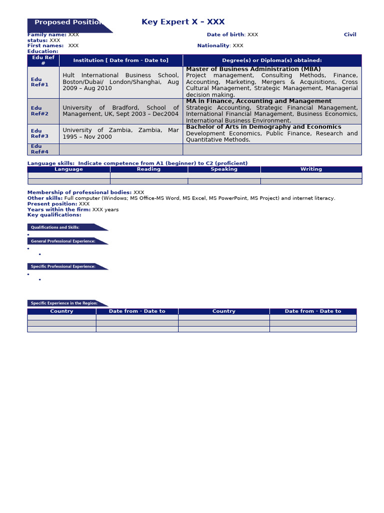 CV - EU KE New Format - Andrew | PDF