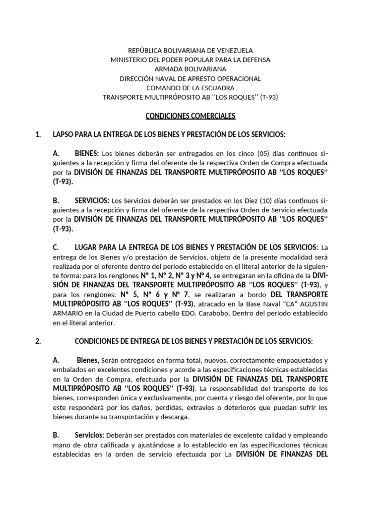 Condiciones Comerciales | PDF | Oferta (economía)
